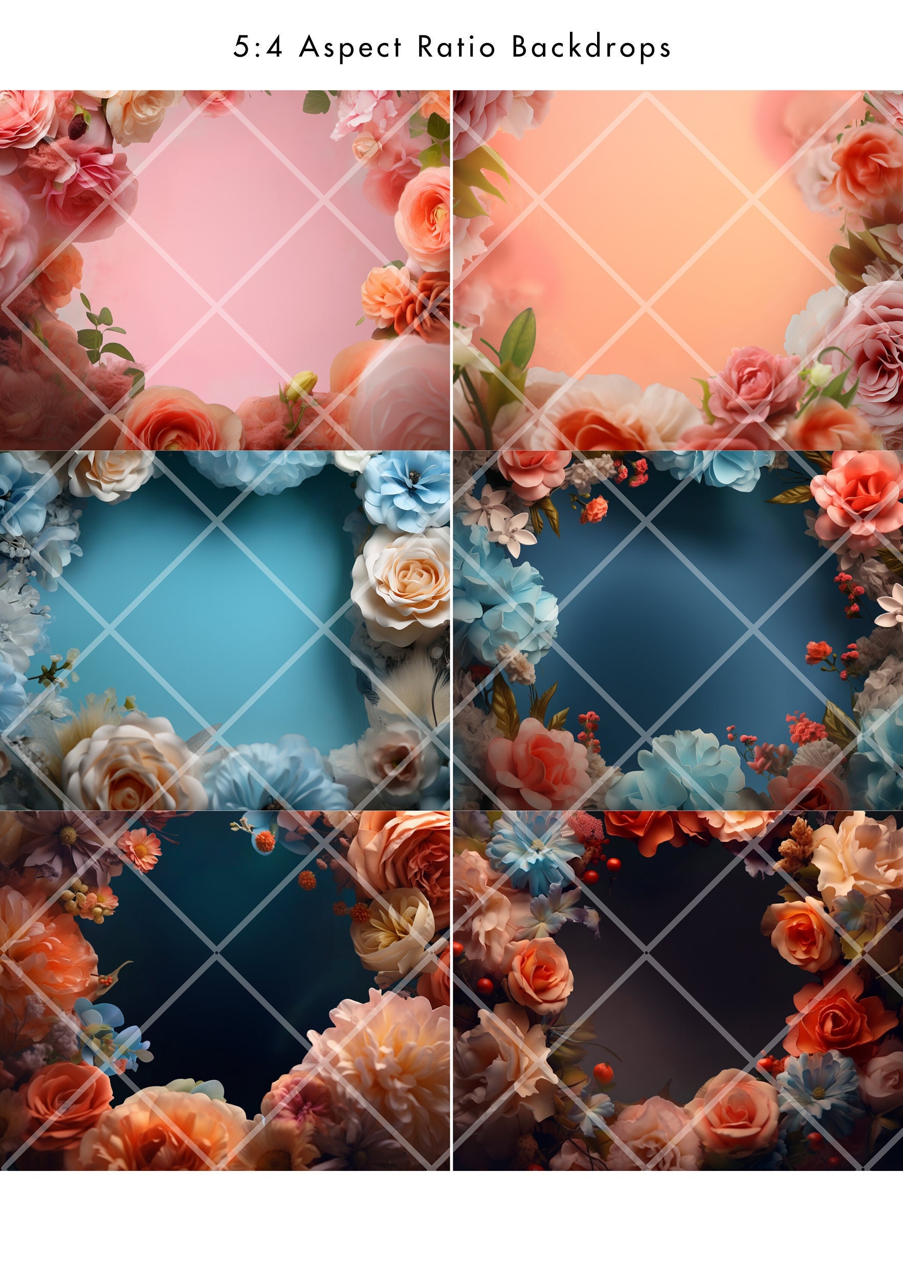 6 Flower Frame Baby Backgrounds Digital Photo Backdrop Border Studio ...