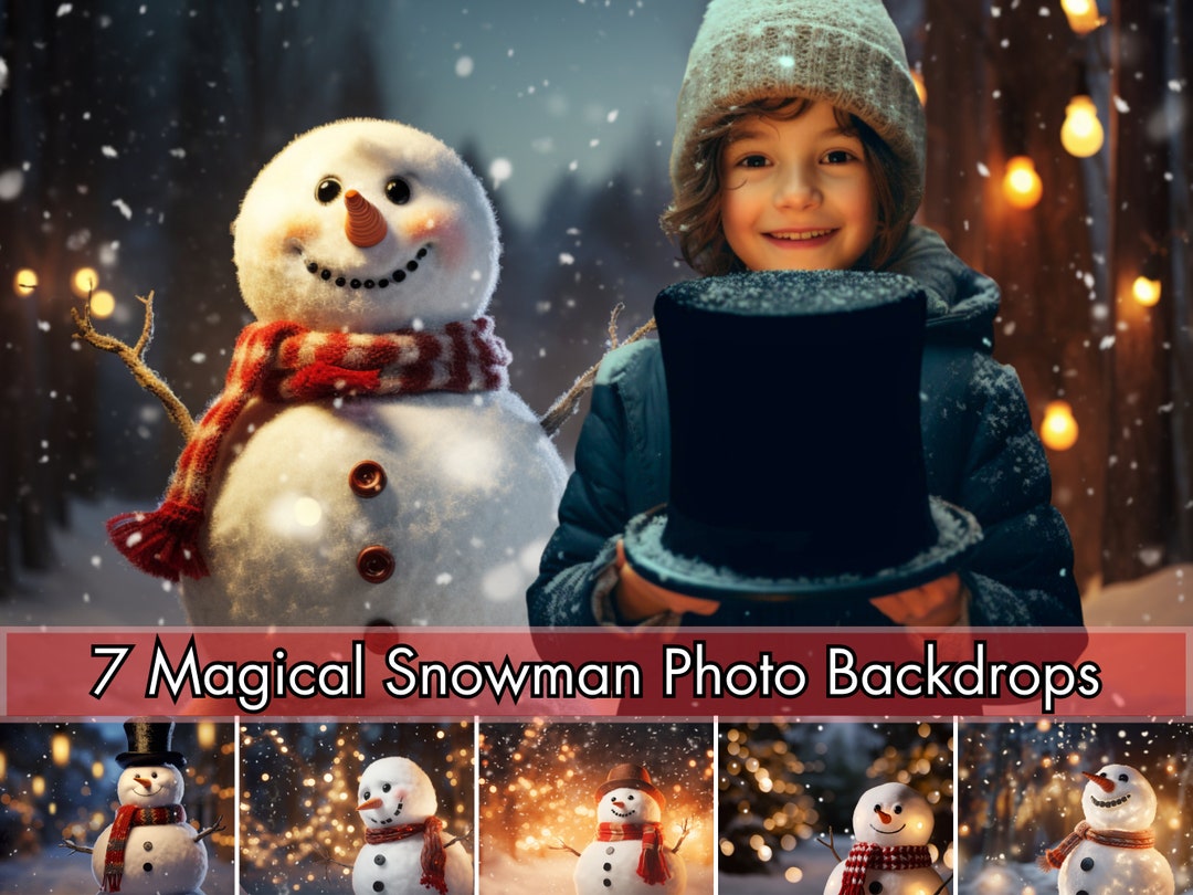 7 Magical Snowman Digital Backdrops | Christmas Holiday Photo ...