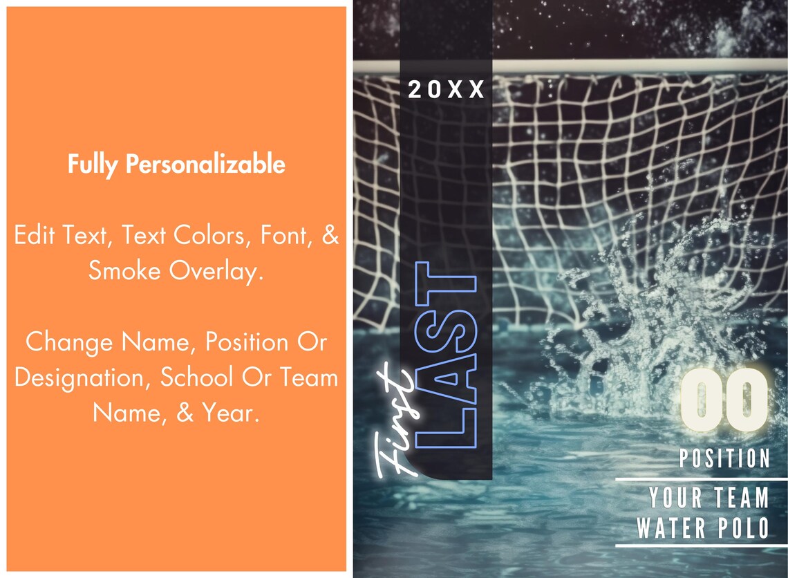 Water Polo Template | Editable in Canva | Digital Background for Senior ...