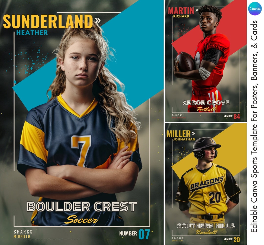 School Athlete Canva Template | for Custom Sports Poster, Senior Banner ...