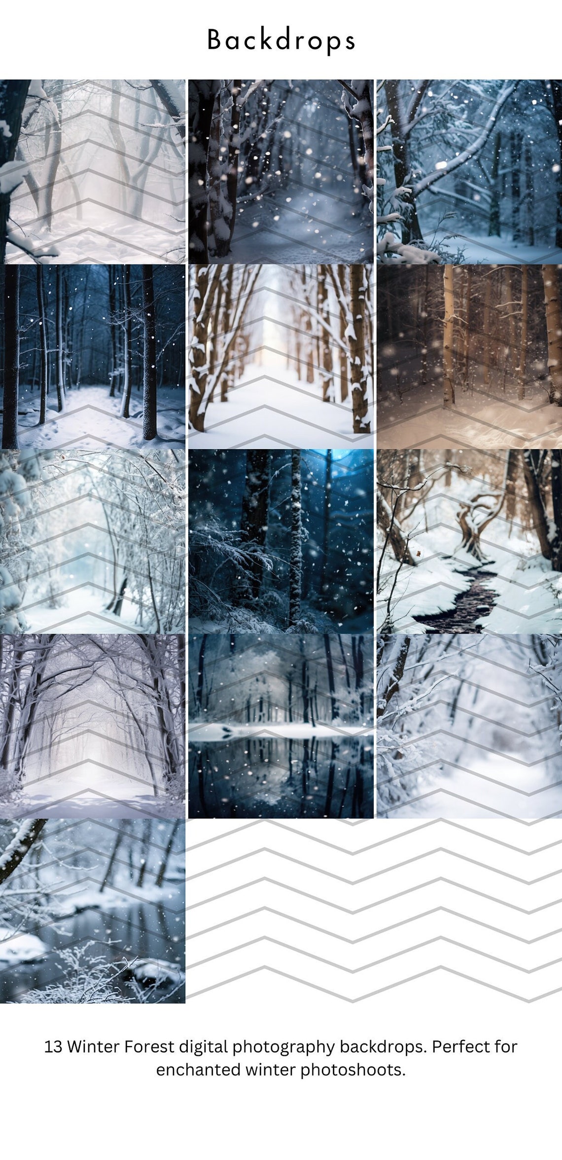 13 Enchanted Winter Forest Digital Backdrops | Snowy Wonderland for ...