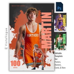 Wrestling Photoshop Template | Editable Wrestling Poster, Wrestler ...