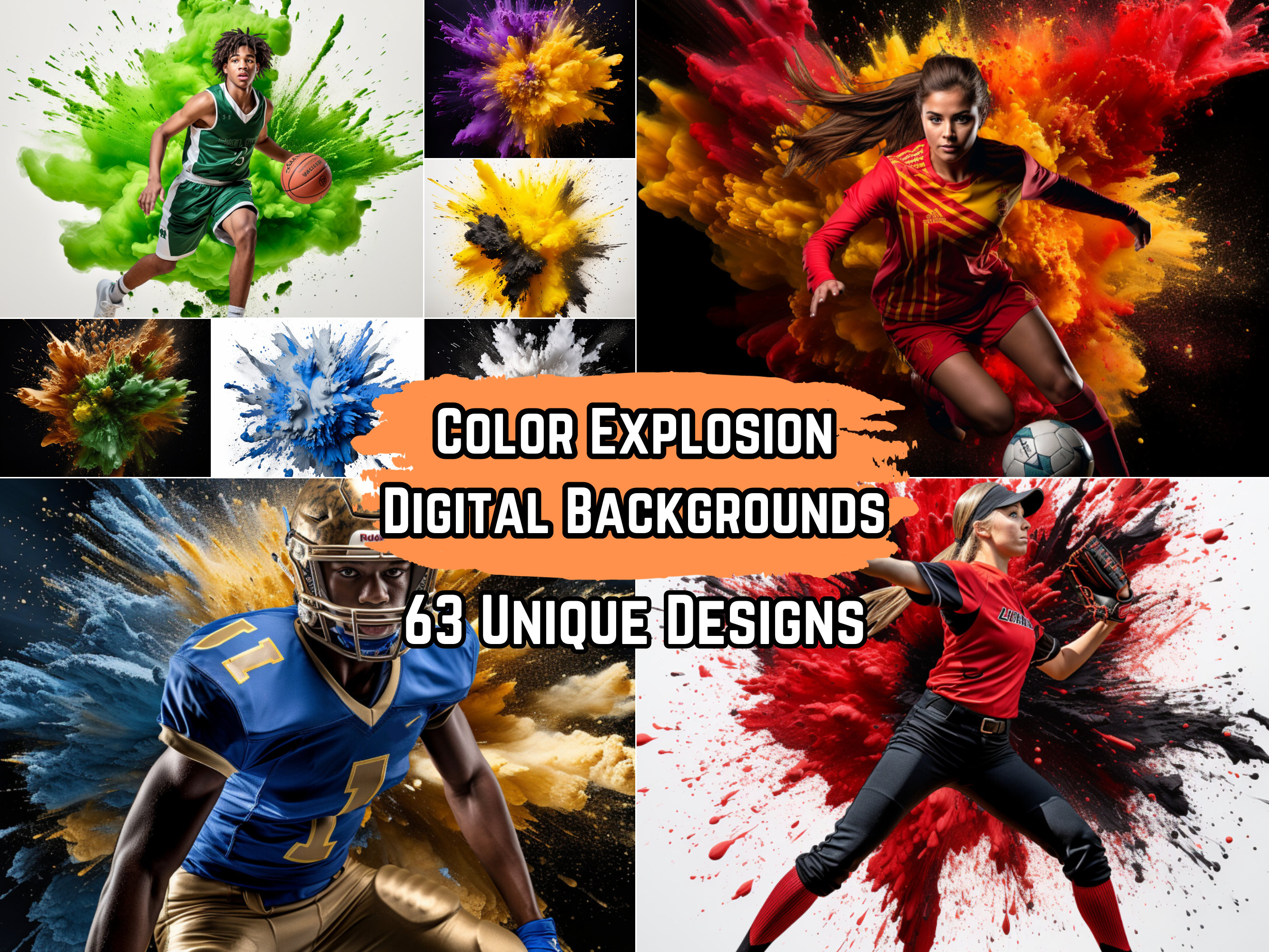 63 Color Explosion Digital Backdrops: School Color Photography ...