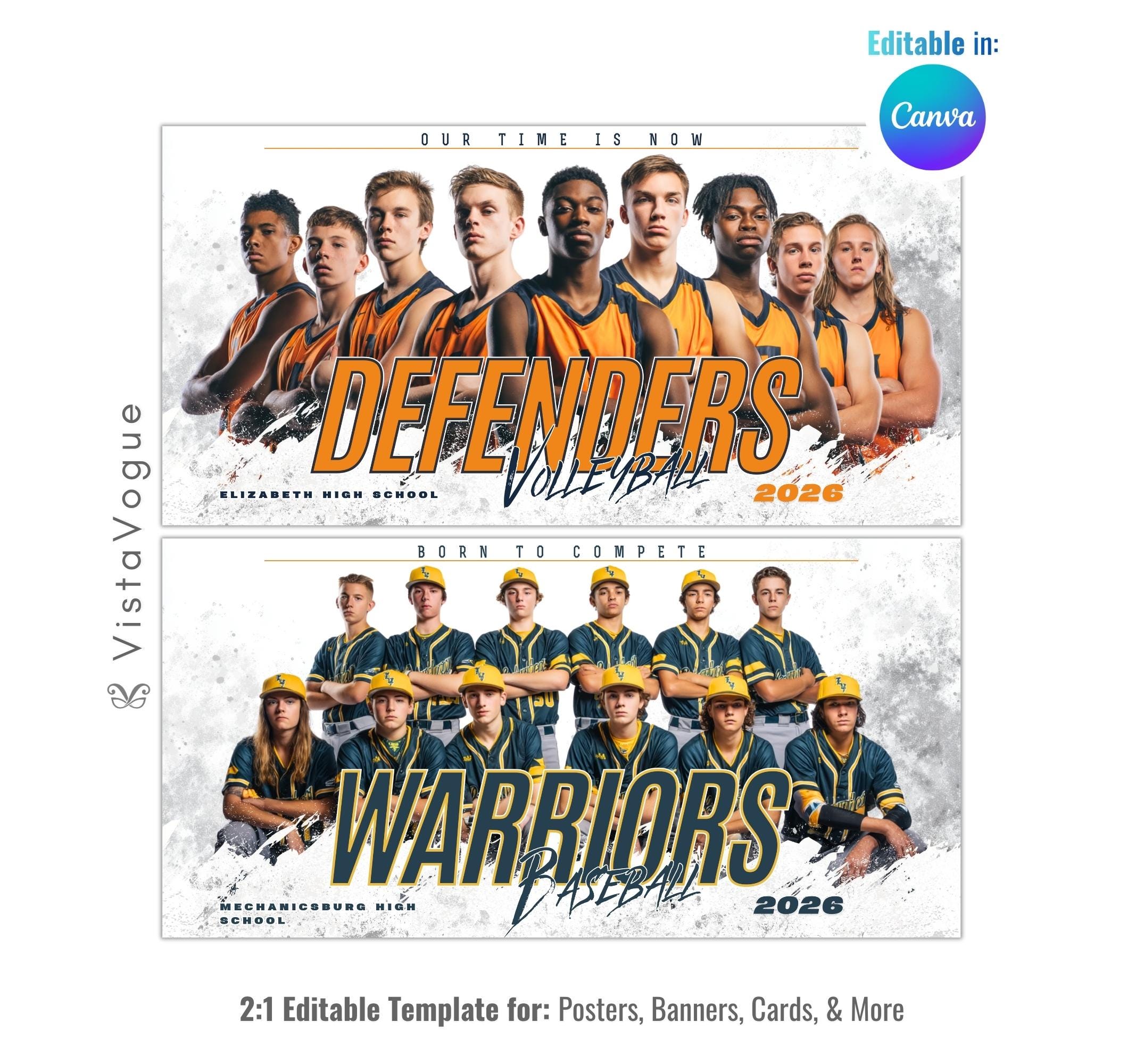 Sports Team Banner Template | Editable in Canva | Baseball, Softball ...