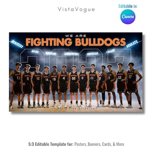 Basketball Team Banner & Poster Template | Editable in Canva | Digital ...