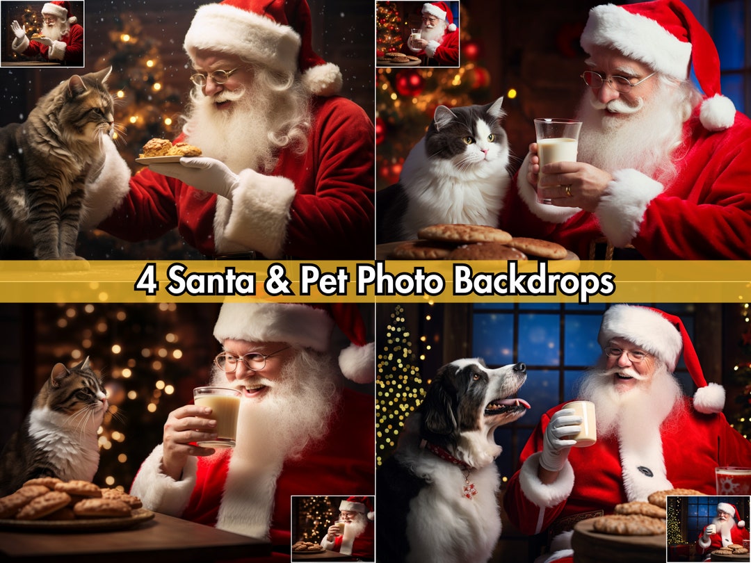 4 Santa Treats Pet Christmas Backdrops | Digital Background for Cat and ...