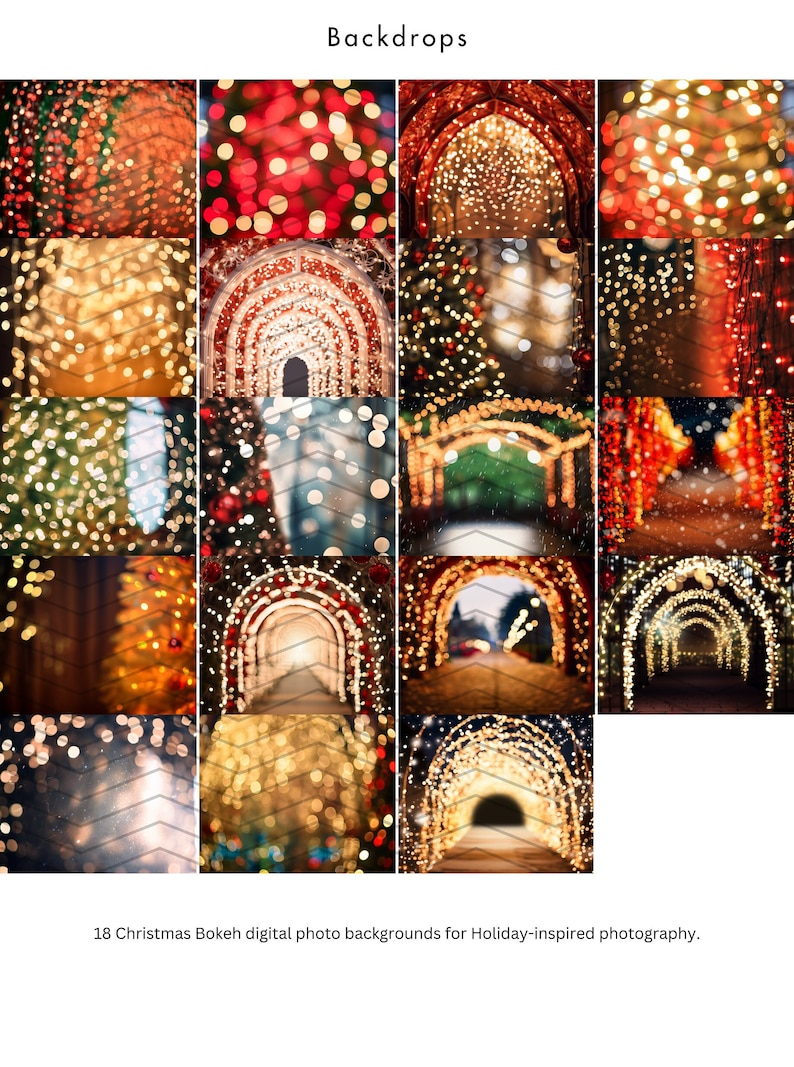 19 Christmas Bokeh Digital Background Set Holiday Photo Backdrops W ...