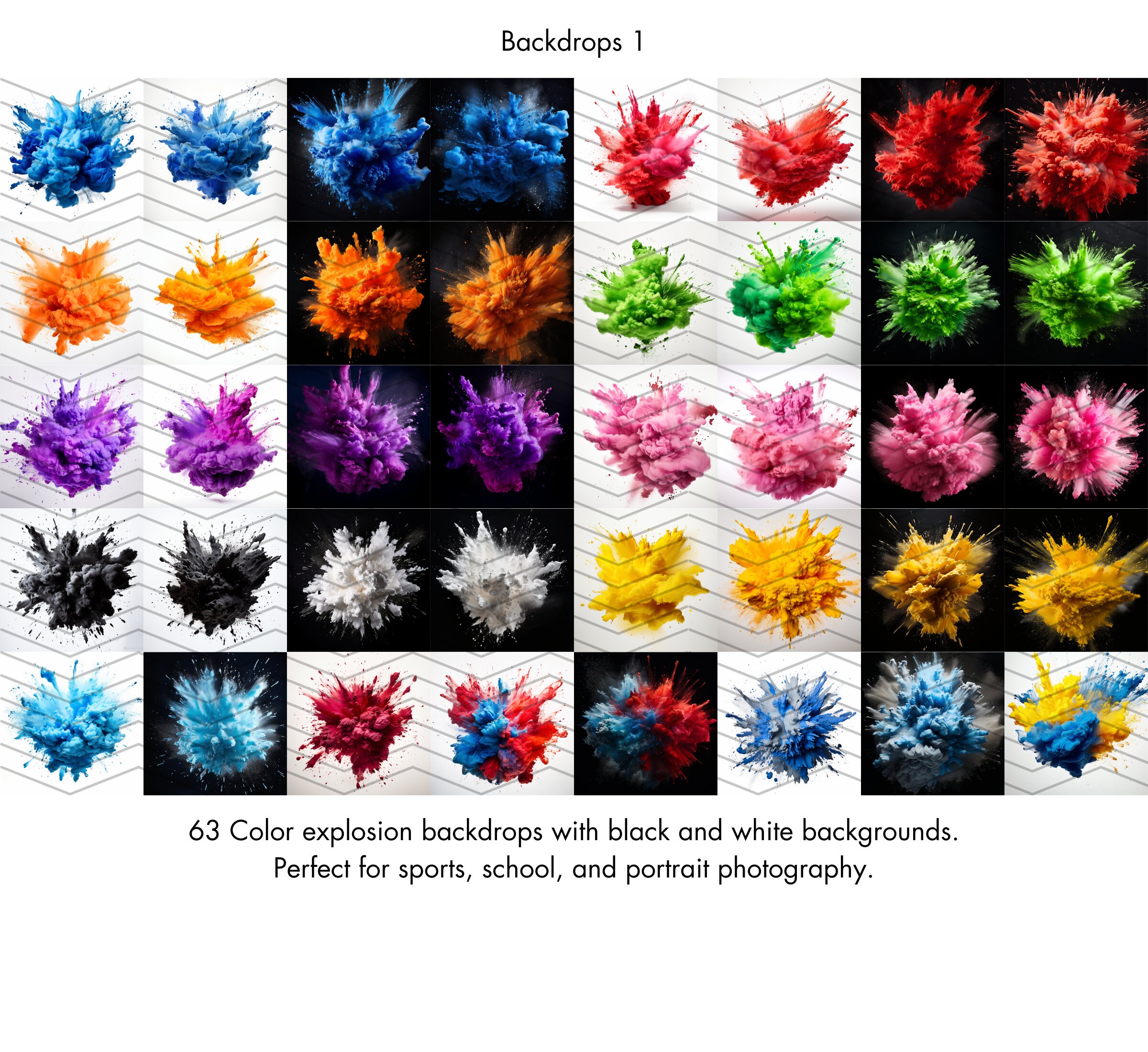 63 Color Explosion Digital Backdrops: School Color Photography ...