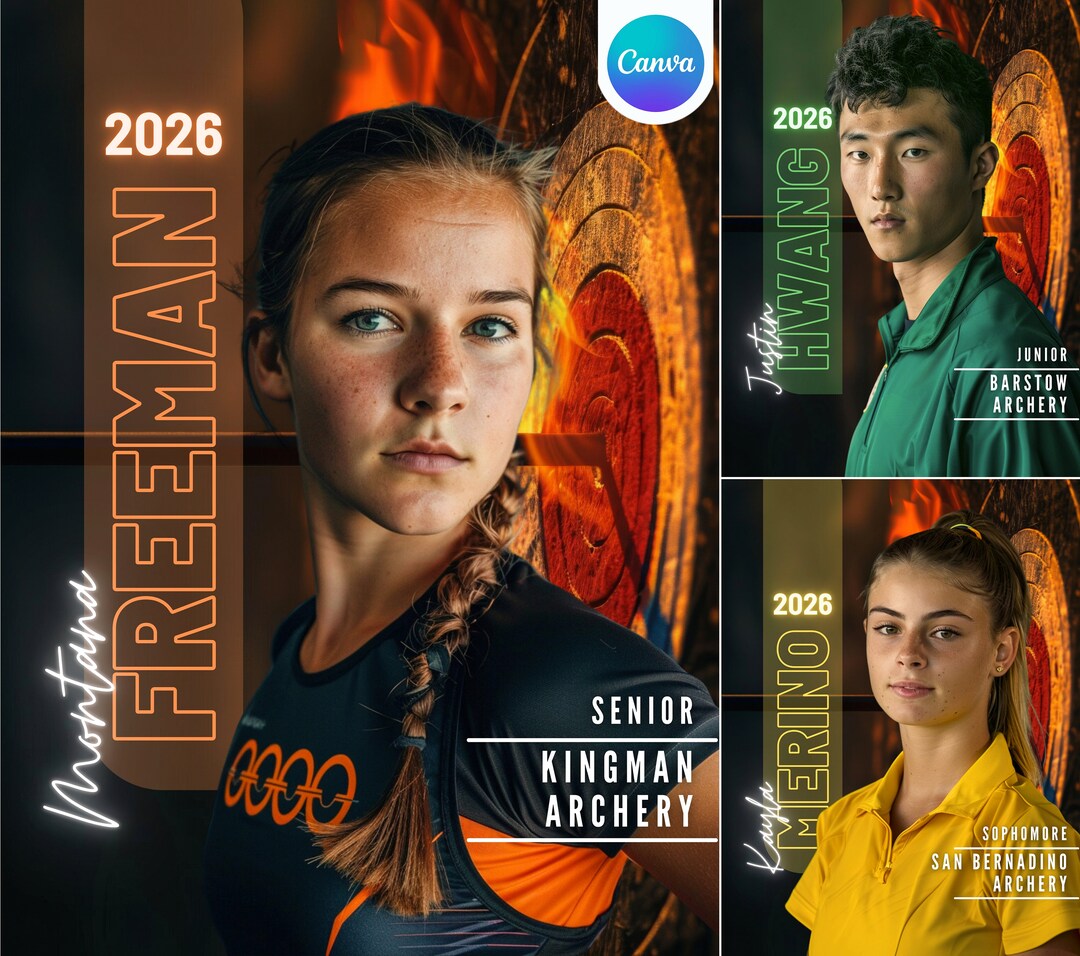 Archery Poster Canva Template | for Senior Banner, Custom Archery ...
