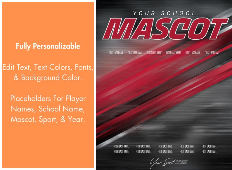 Sports Team Poster Canva Template | Custom Banners, Poster, & Memory ...