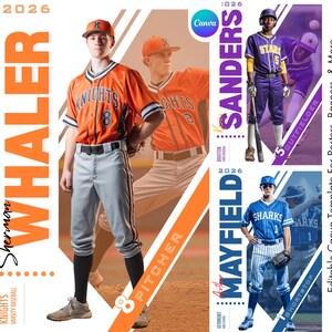 Baseball Poster Canva Template | Senior Baseball Banner, Player Card ...