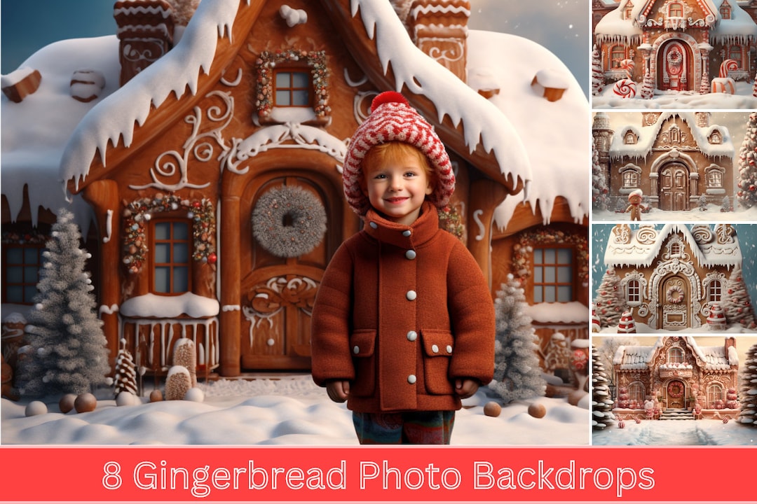 8 Gingerbread House Digital Backdrops for Christmas Photography ...