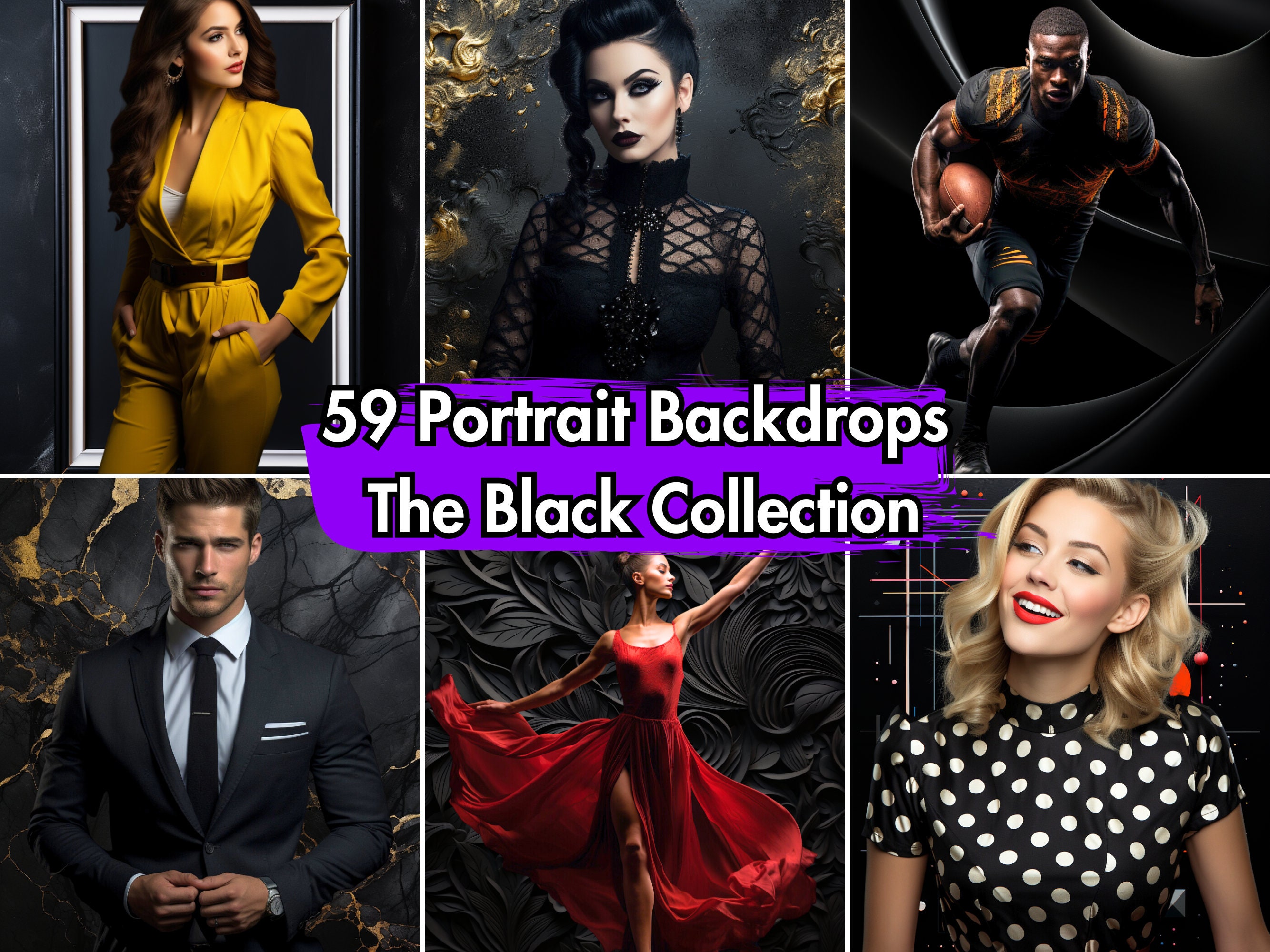 59 Black Portrait Photography Digital Backdrops: Mega Collection Black ...