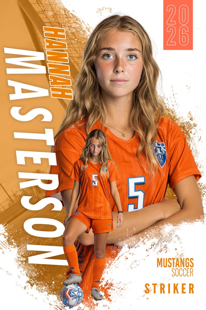 Soccer Poster Photoshop Template | Custom Sports Banner, Senior Night ...