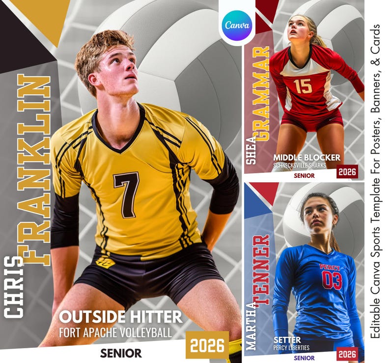 Volleyball Banner & Poster Canva Template | Digital Volleyball ...