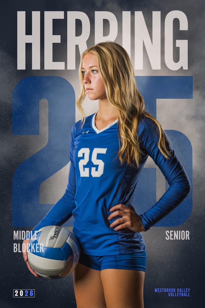 Volleyball Poster Template | Editable in Canva | Senior Night Banner ...