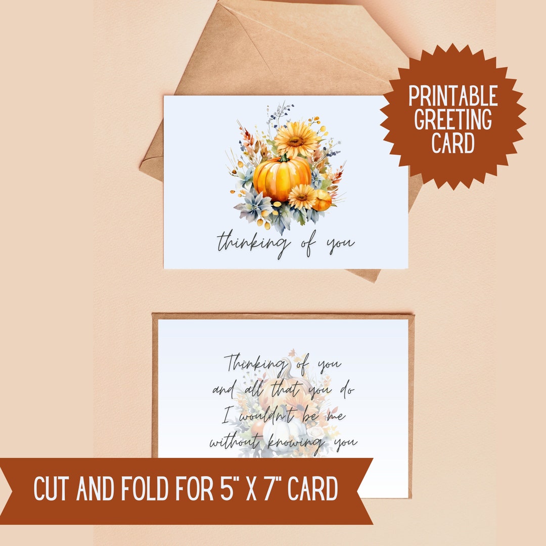 Thinking of You Printable Greeting Card Two-sided Printing - Etsy