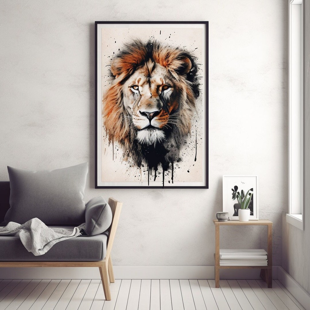 Lion Posters. Lion Posters in Watercolor Style. Posters for Home ...