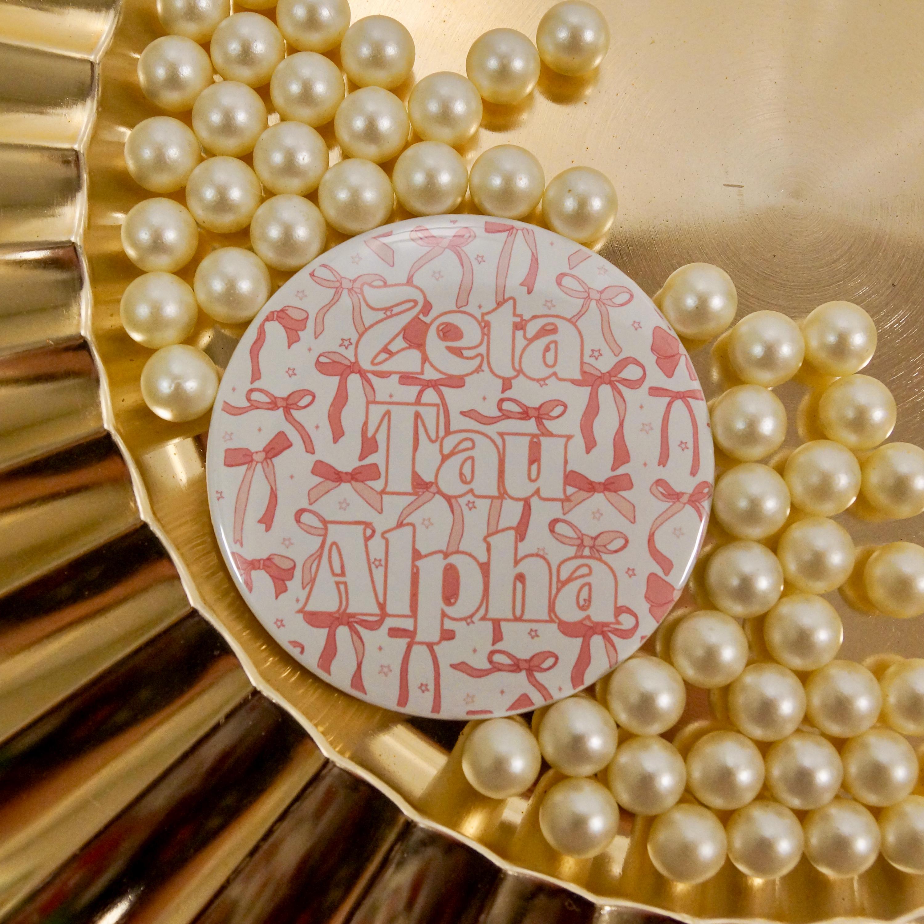 Pink Bow Print Sorority Button - Etsy