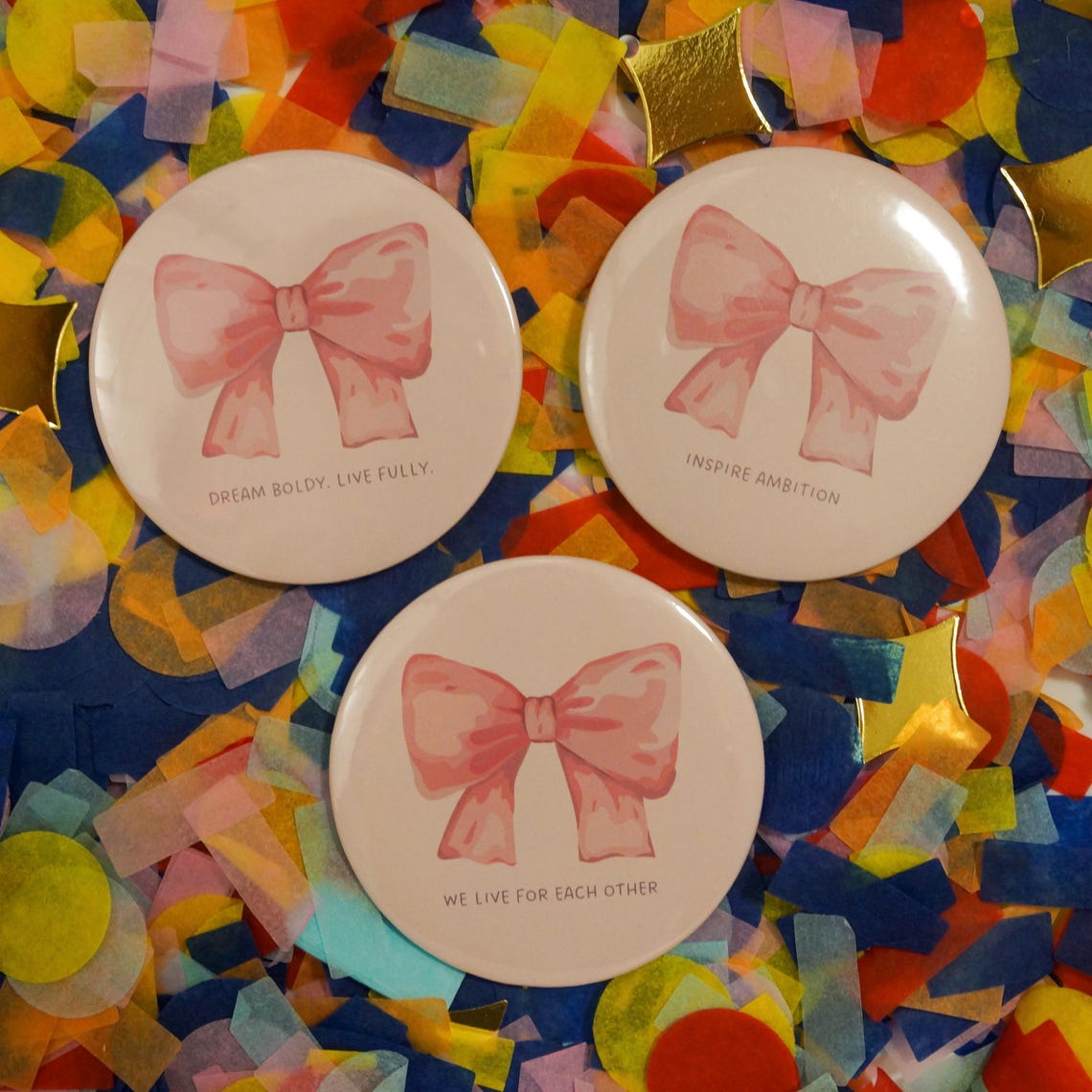Pink Ribbon Sorority Motto Button - Etsy
