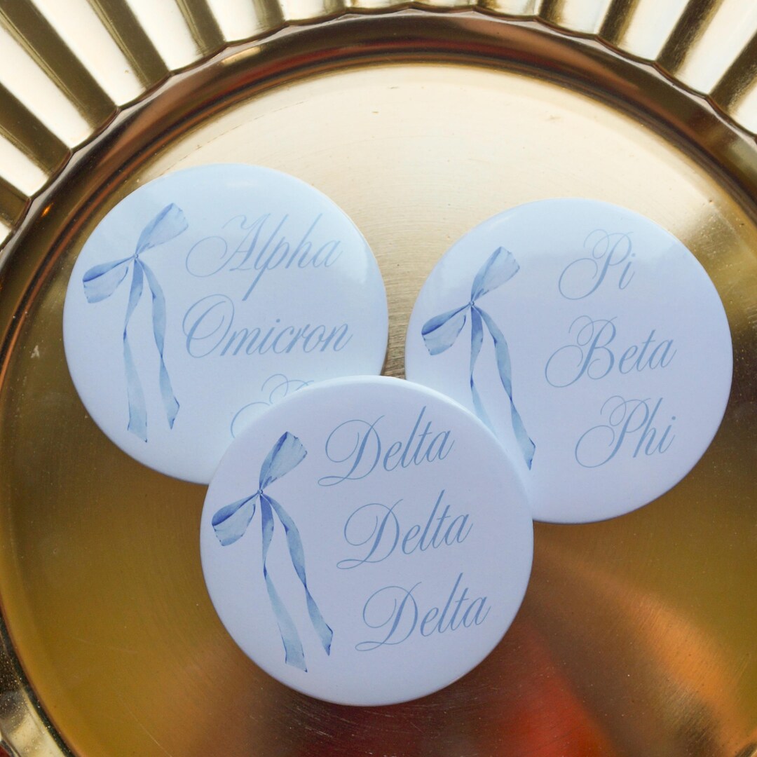 Blue Coquette Bow Sorority Button - Etsy
