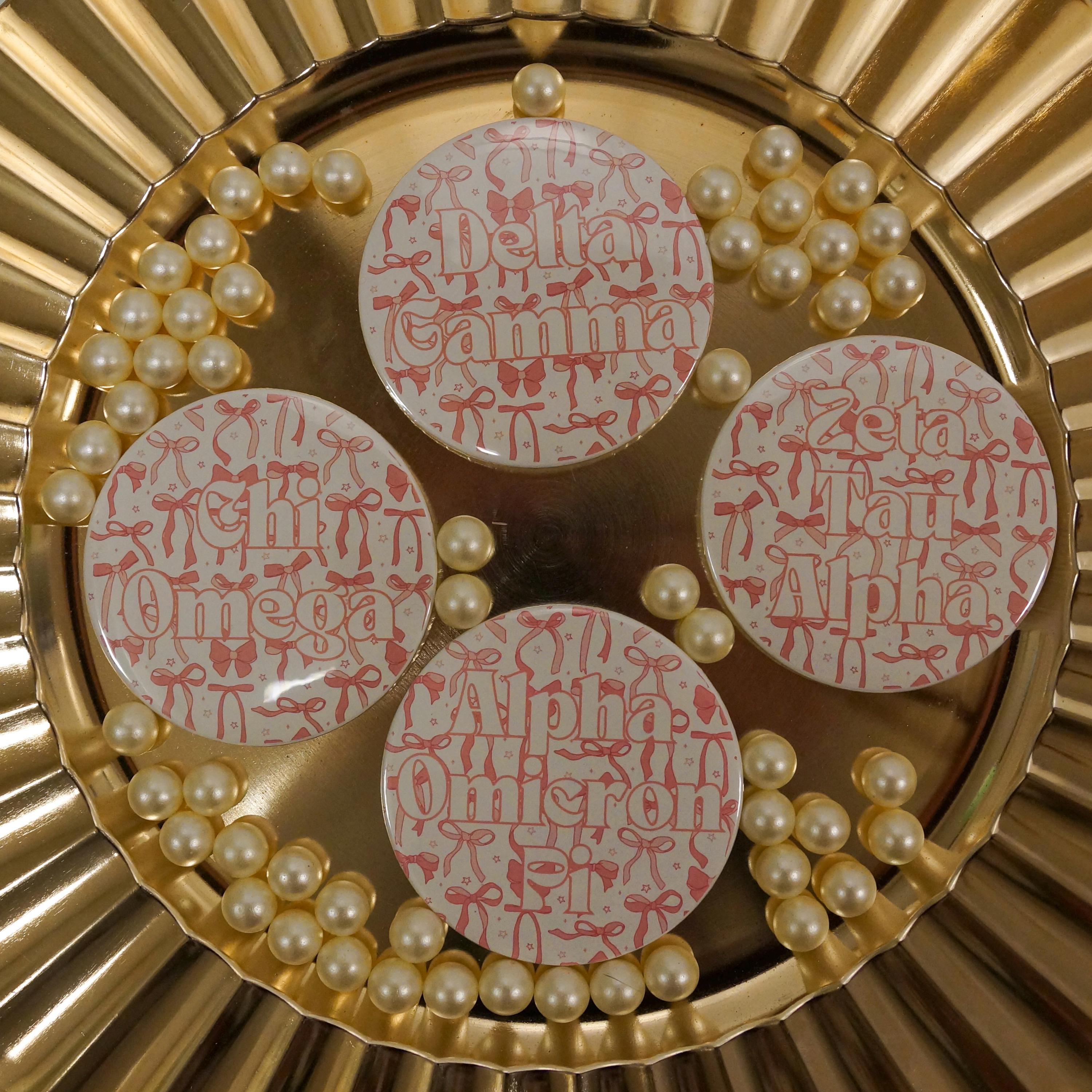 Pink Bow Print Sorority Button - Etsy