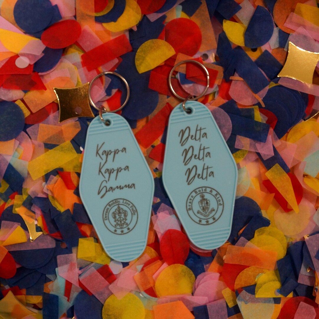 Blue Sorority Cursive Logo Hotel Style Keychain - Etsy
