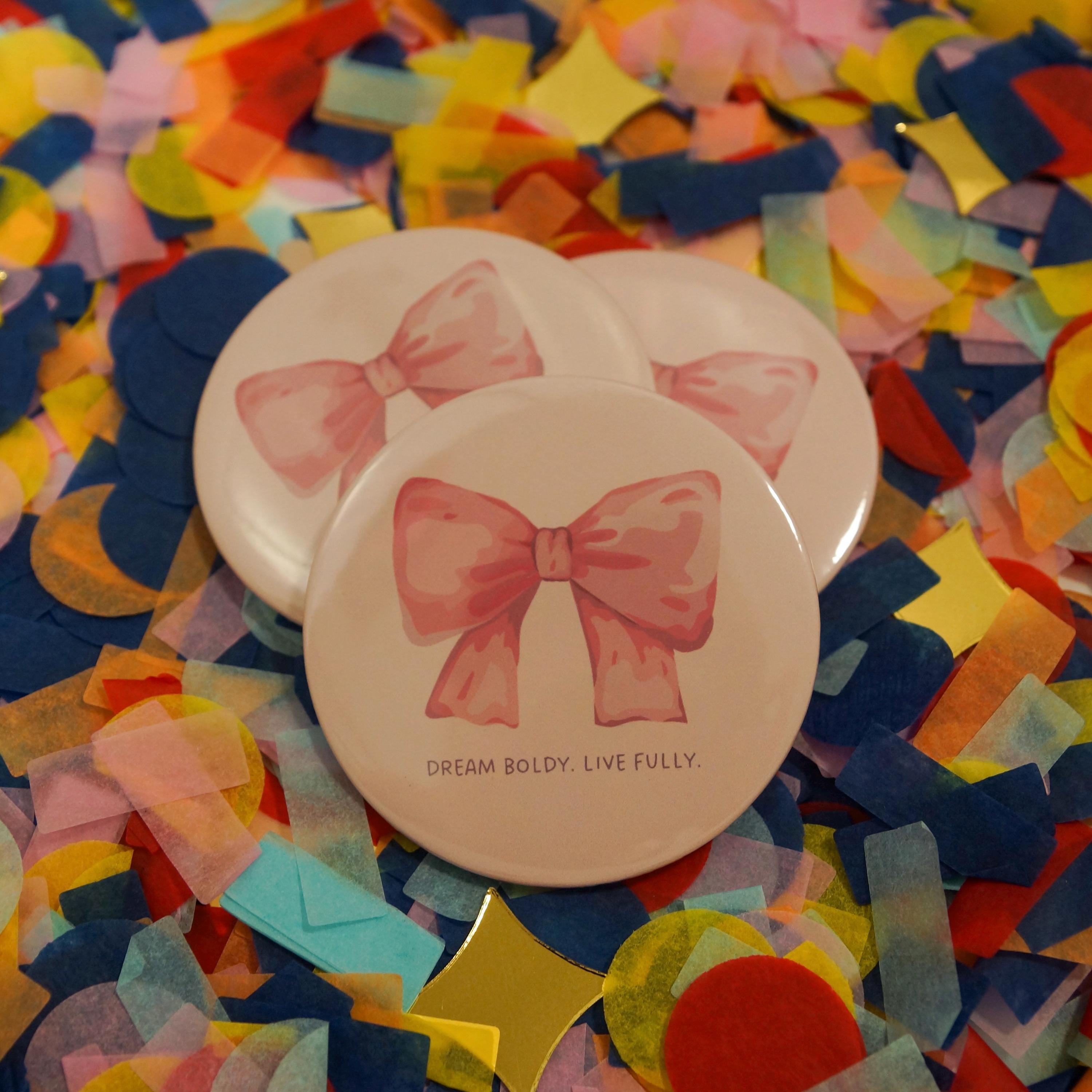 Pink Ribbon Sorority Motto Button - Etsy