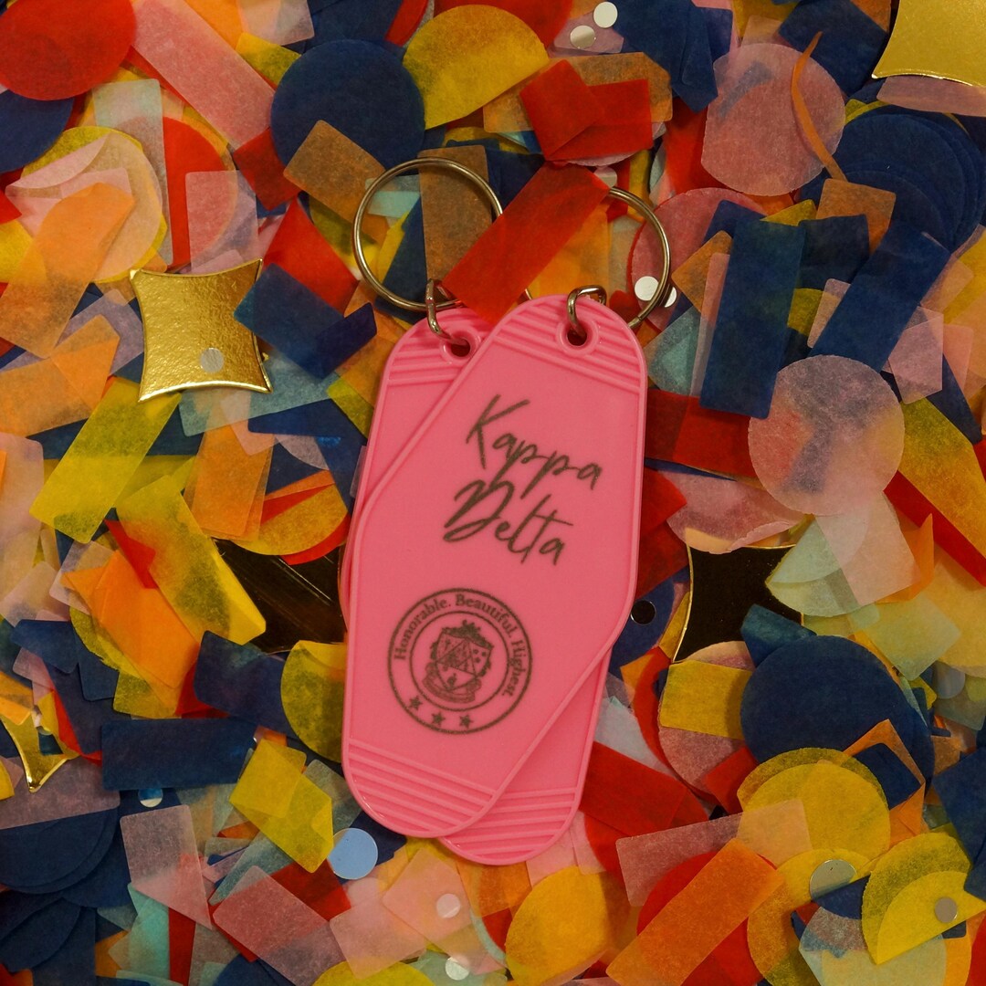 Pink Sorority Cursive Logo Hotel Style Keychain - Etsy