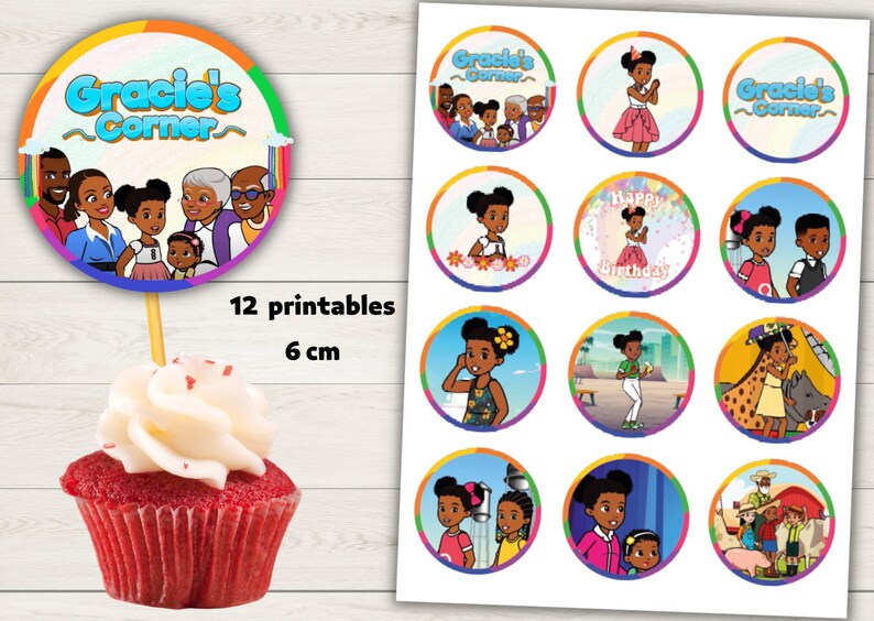 DIGITAL FILE, Cupcake Toppers Gracies Corner, Personalized Party ...