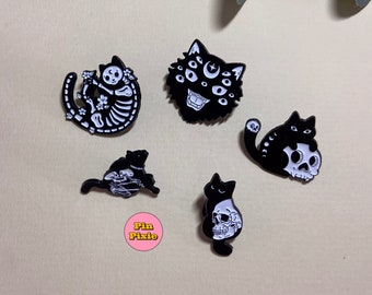 SKULL COSMIC CAT Enamel Pin Cat Pin, Cats, Skulls,skeleton, Alternative ...