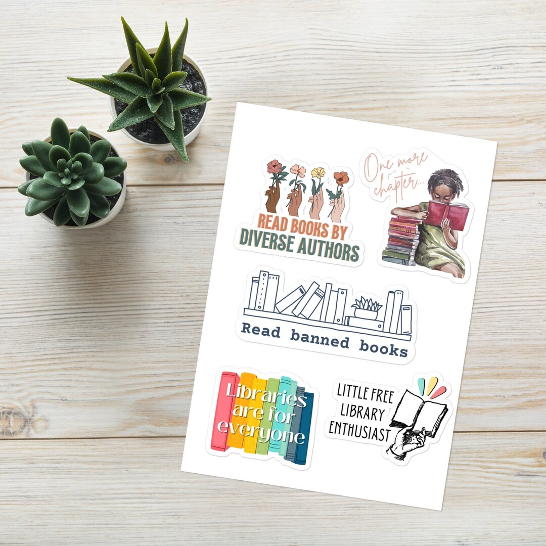 Books, Reading, and Libraries | Sticker Sheet With 5 Vinyl Stickers - Etsy
