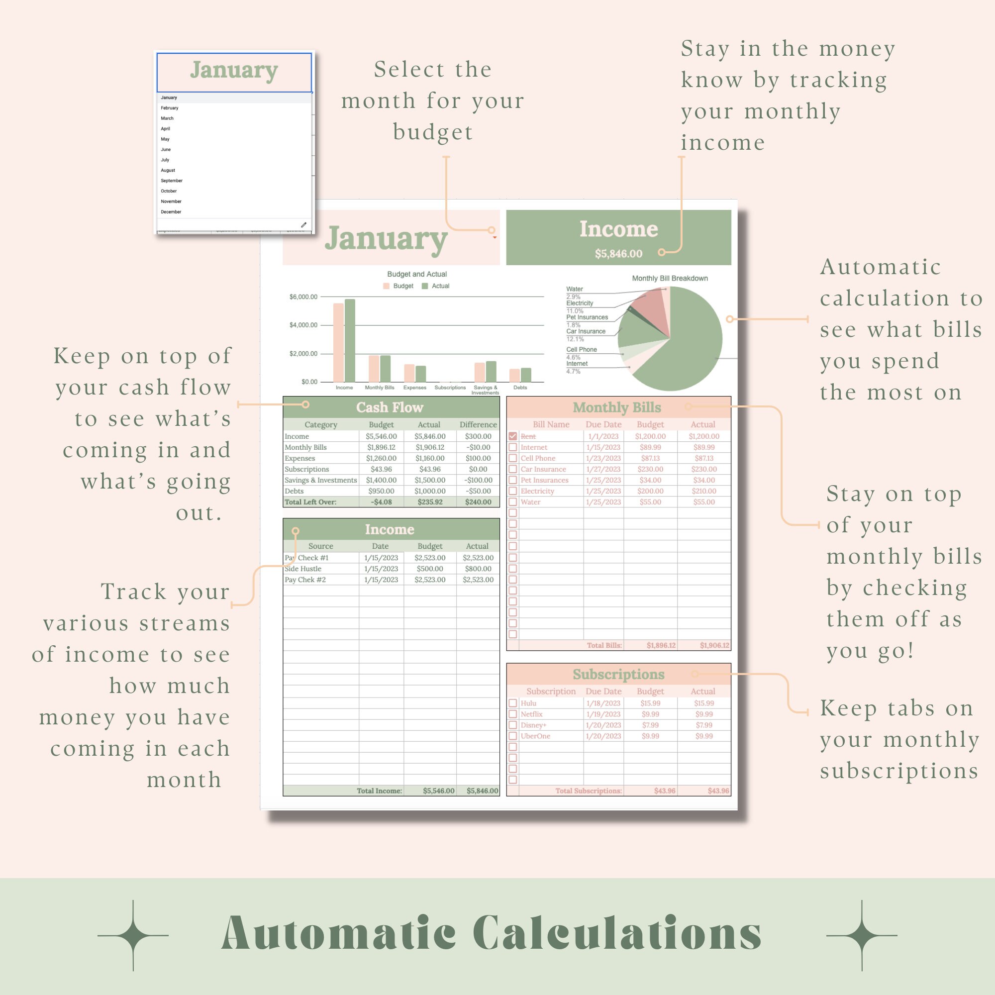 Monthly Budget Spreadsheet Google Sheets Budget Template - Etsy