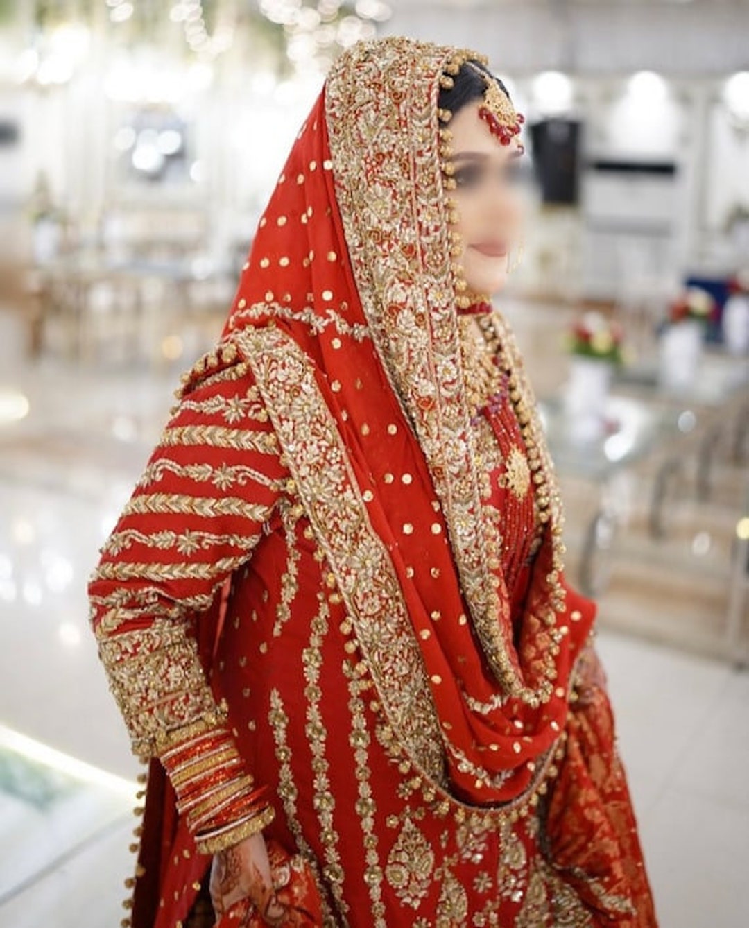 Pakistani Red Bridal Dress With Golden Hand Zarri Work - Etsy