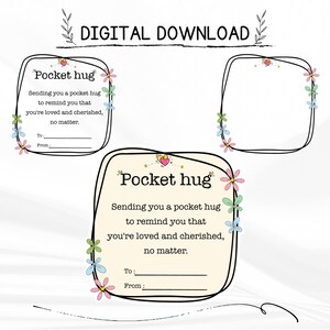 Printable Pocket Hug Cards Stickers Tags, Stickers Hand Drawn Frames ...