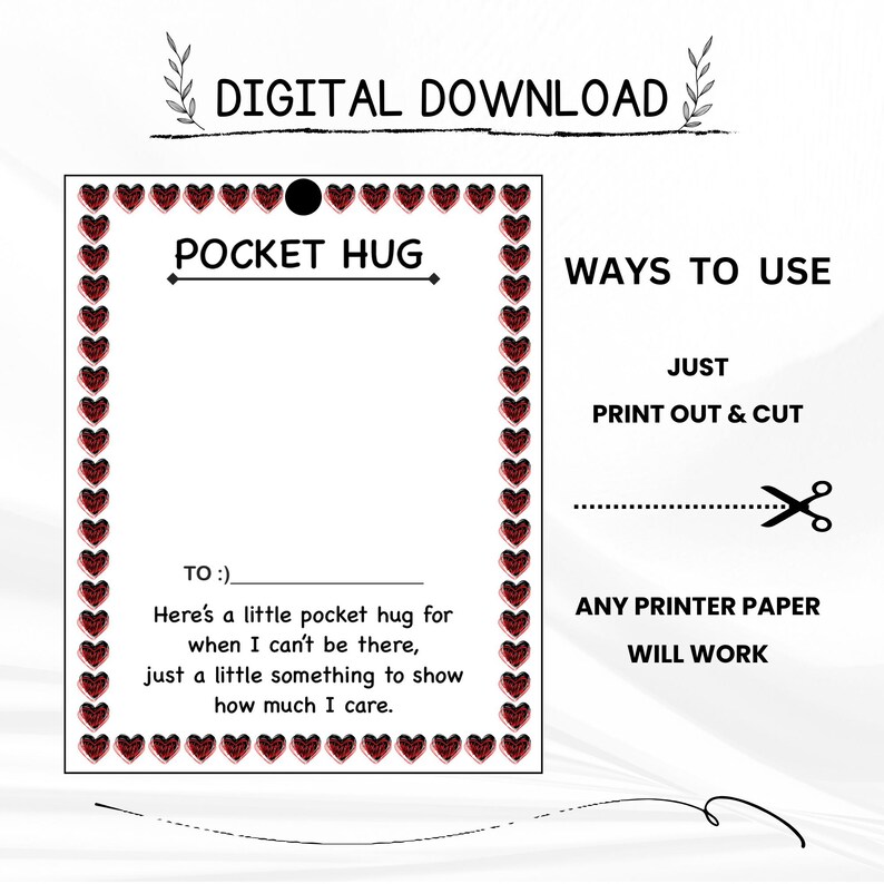 PRINTABLE Pocket Hug Holder Digital PDF Market Display Cards for ...