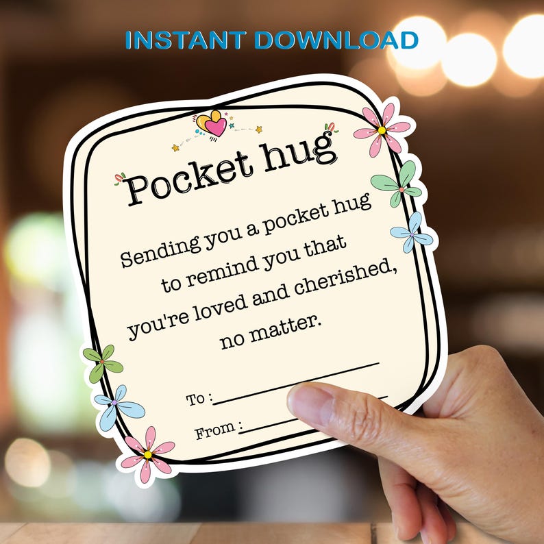 Printable Pocket Hug Cards Stickers Tags, Stickers Hand Drawn Frames ...