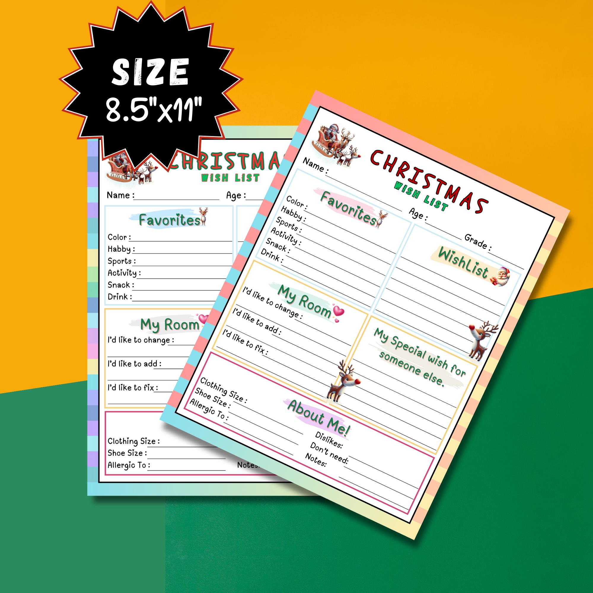Letter to Santa, Two Designs of Printable Santa Wish List, Letters ...