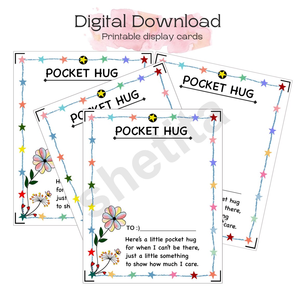 Pocket Hug Cards, Pocket Hug Tags Printable Pocket Hug Token Cards ...