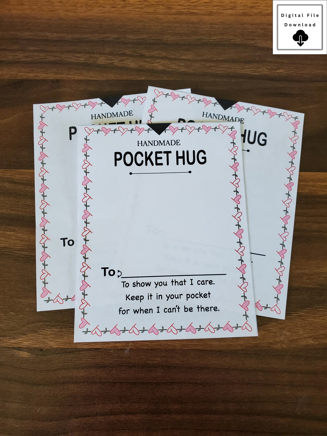 Pocket Hug Cards Printable PDF and PNG File Instant Download Tags Cards ...