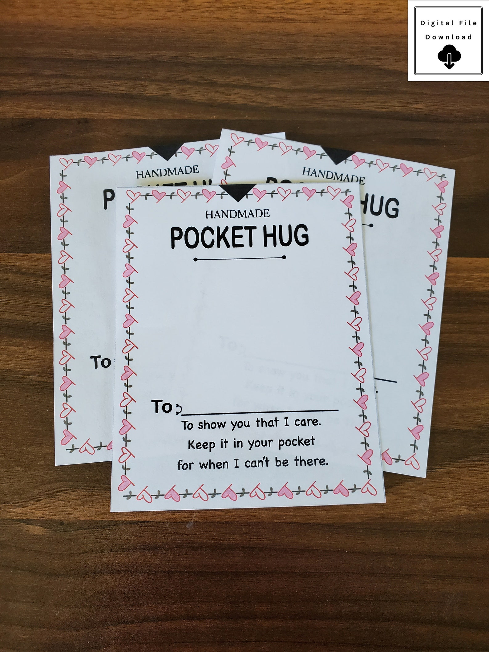 Pocket Hug Cards Printable PDF and PNG File Instant Download Tags Cards ...