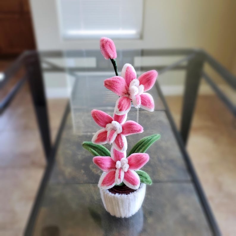 Handmade Pipe Cleaner Orchid, Faux Floral Arrangement - Etsy