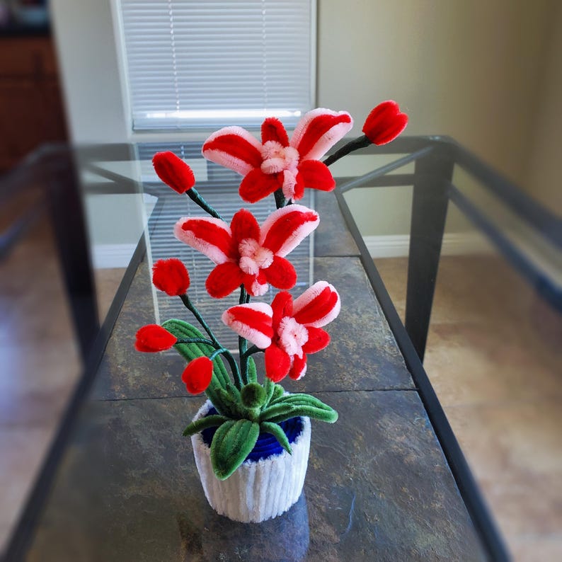Handmade Pipe Cleaner Orchid, Faux Floral Arrangement - Etsy