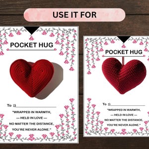 Printable Pocket Hug Cards, Pocket Heart Digital DIY Packaging, Miss ...