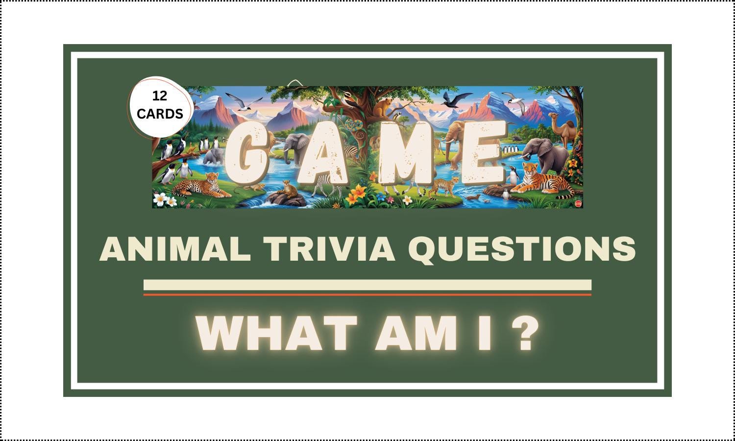 Animal Trivia Game Animal Games Printable Animal Party Games for Adults ...