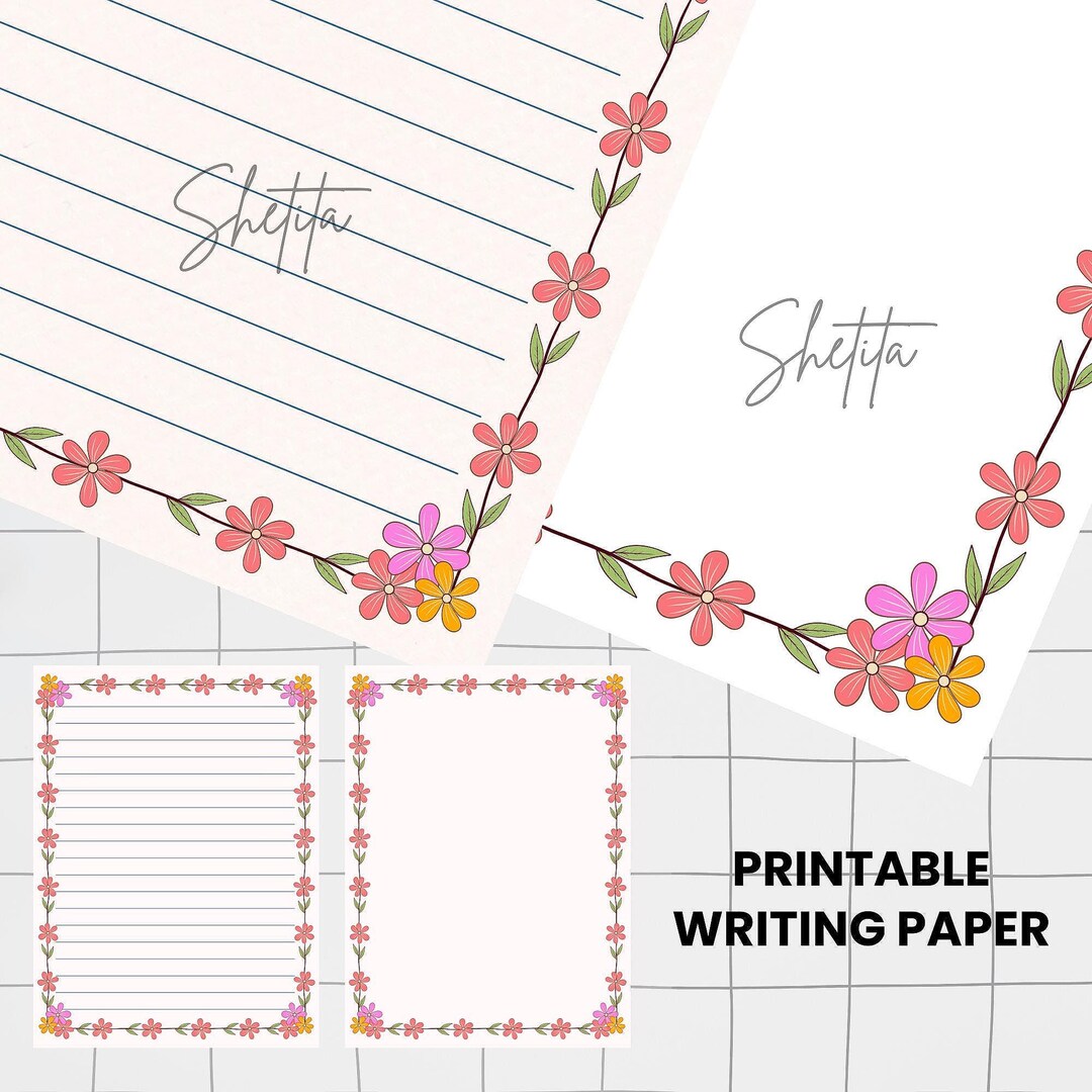 Handwriting Paper Digital, Frame Prints, Printable Stationery, Instant ...