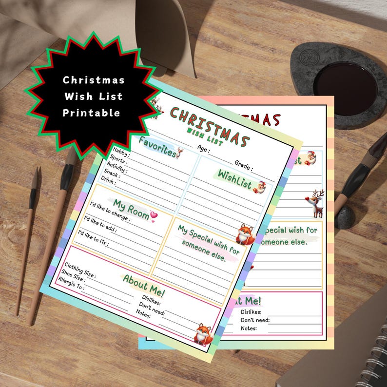 Letter to Santa, Two Designs of Printable Santa Wish List, Letters ...