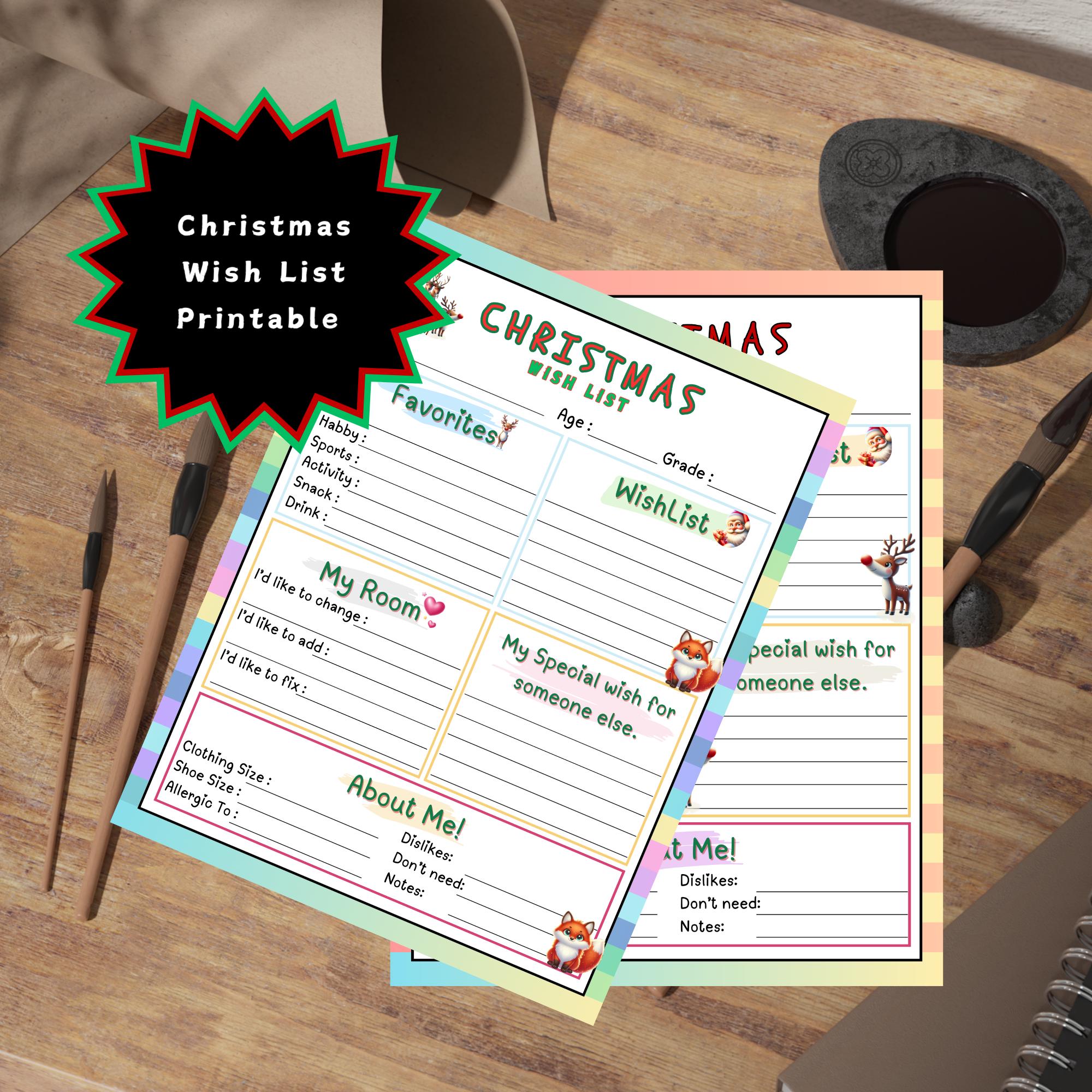 Letter to Santa, Two Designs of Printable Santa Wish List, Letters ...