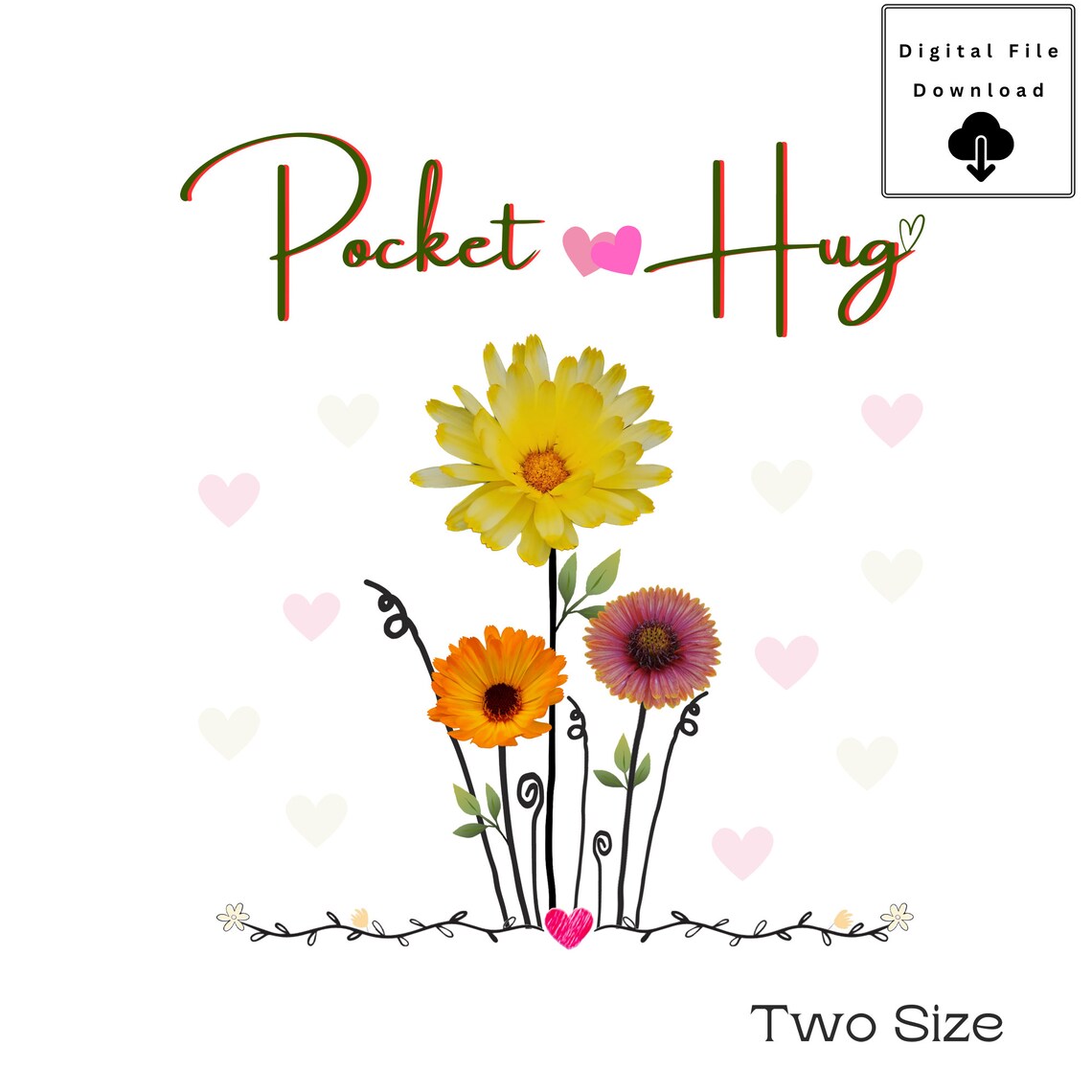 Printable Pocket Hug Holder Two Sizes on Four Pages Digital PDF-PNG ...