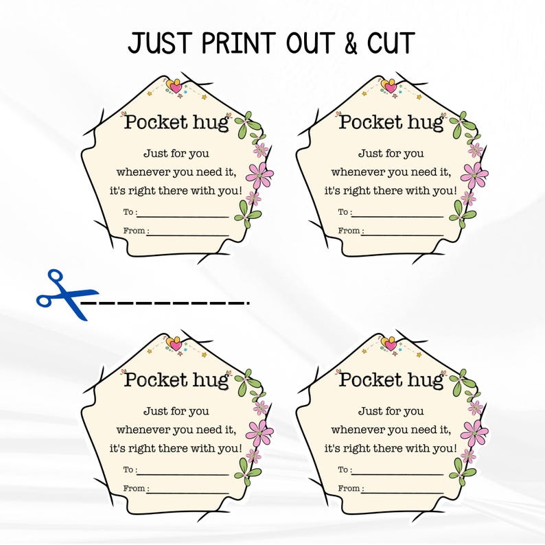 Printable Pocket Hug Cards Stickers Tags, Stickers Hand Drawn Frames ...